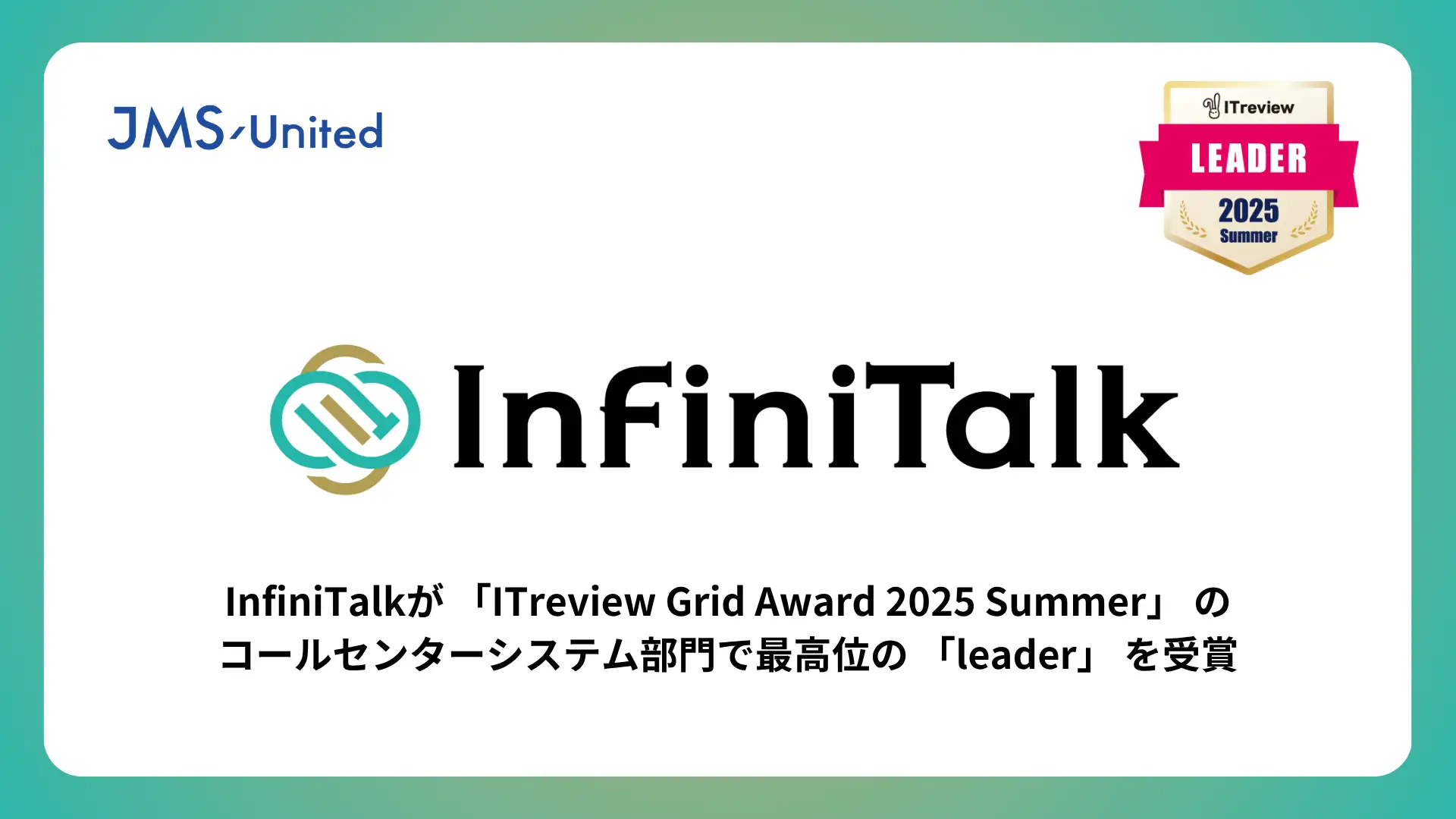InfiniTalkがITreviewでLeader受賞｜クラウド型コールセンターシステム