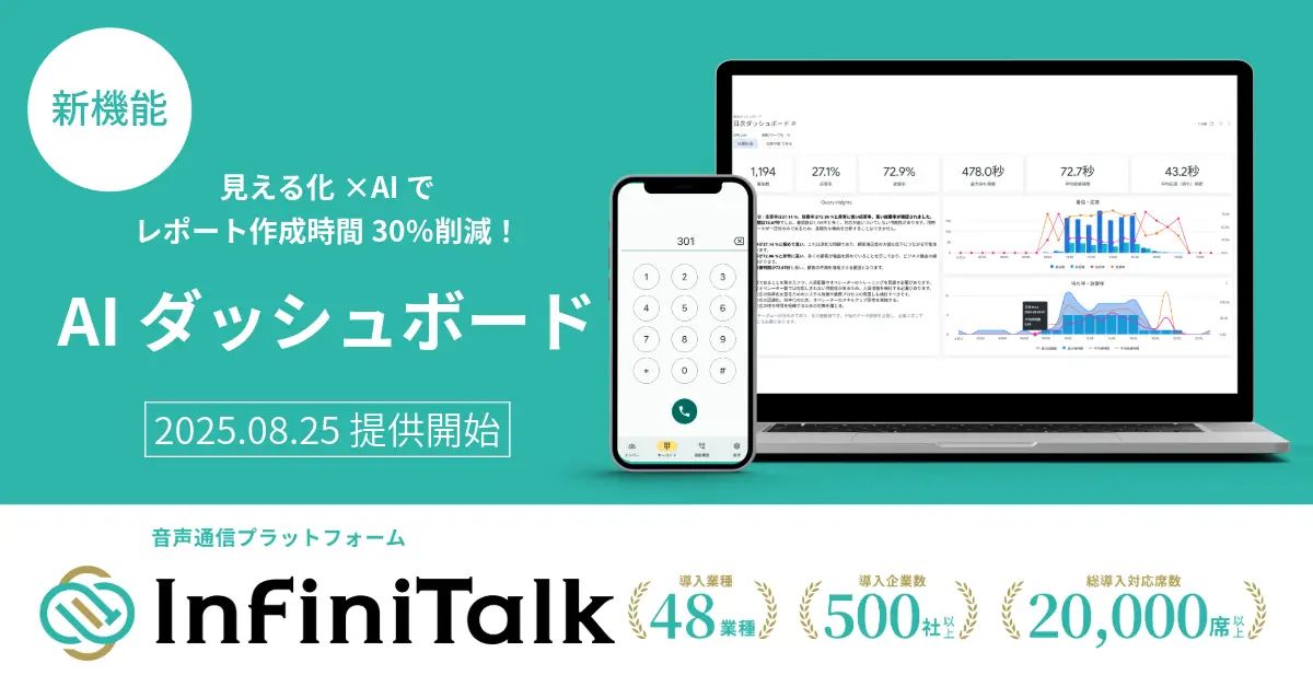 音声通信プラットフォームInfiniTalkが 「AIダッシュボード」 新機能を提供開始