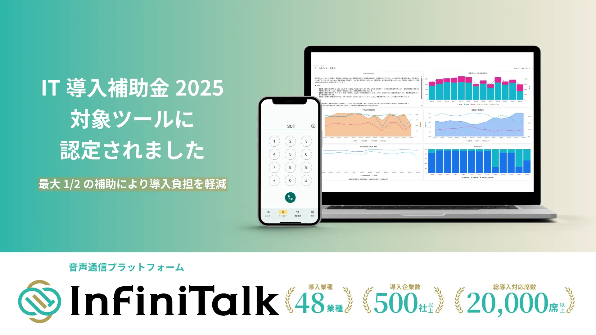 通話業務の効率化を支援する音声通信プラットフォーム 「InfiniTalk」 、 IT導入補助金2025の対象ツールに認定